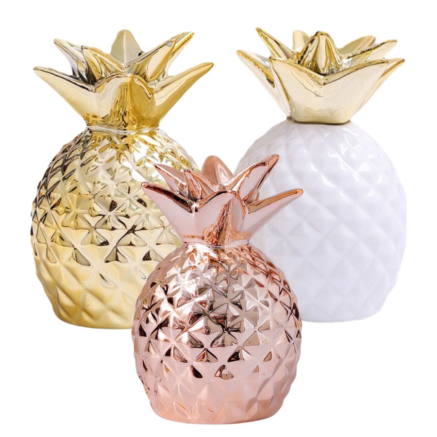 ASSORTED CERAMIC PINEAPPLE COIN BANK