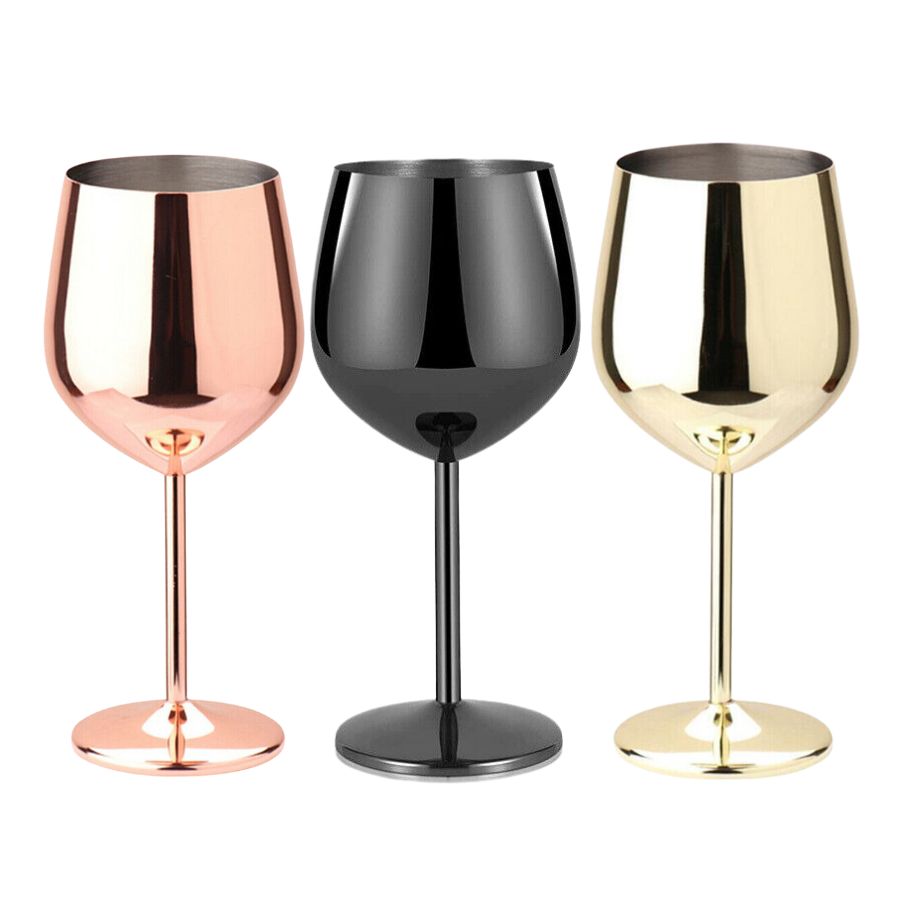 METALLIC STAINLESS STEEL WINE GOBLET