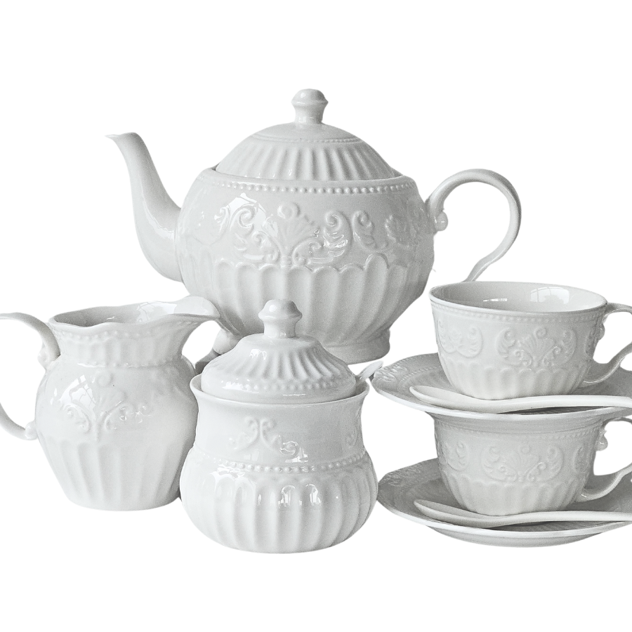 CLASSIC VINTAGE INSPIRED EMBOSSED TEAPOT SET