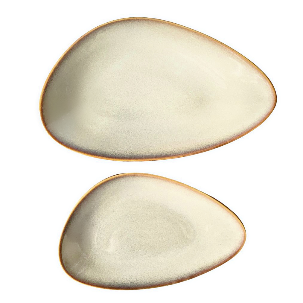 SET OF 2 OMK NEUTRAL SAND PLATES