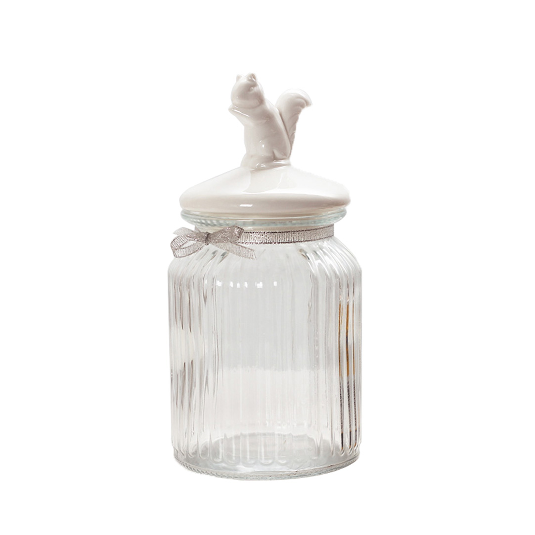 WOODLAND WHITE SQUIRREL CERAMIC JARS