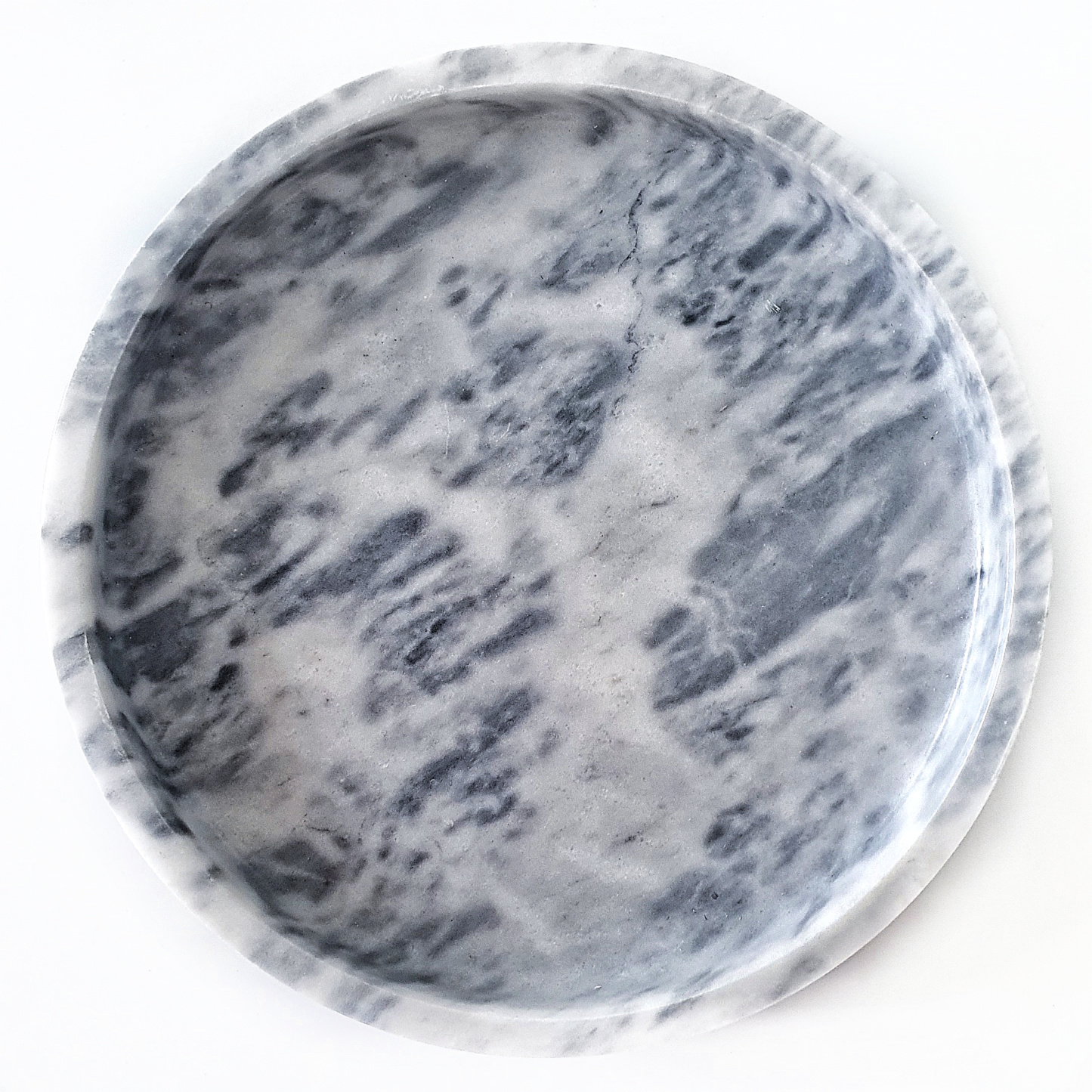 GREY ROUND MARBLE TRAY WITH EDGE