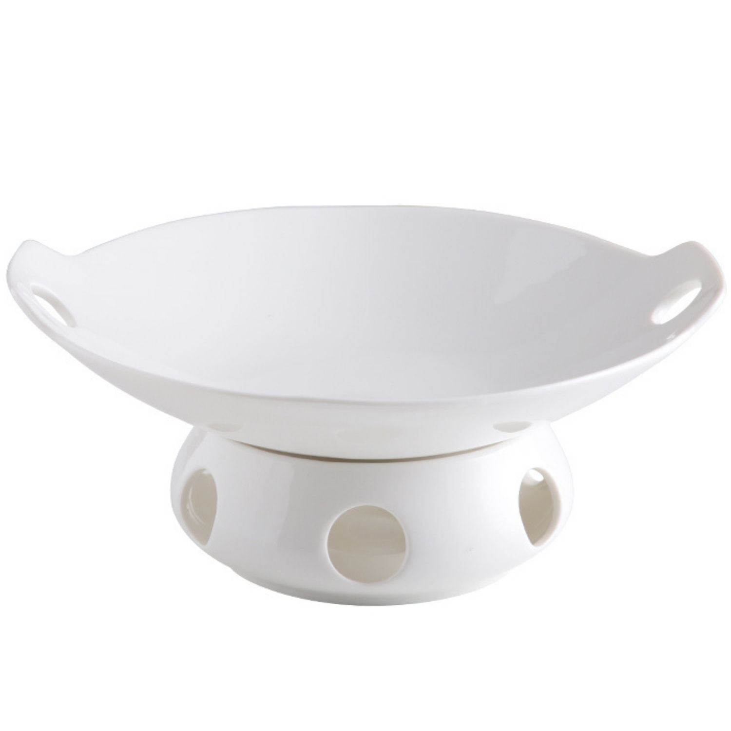 WHITE CERAMIC WOK WITH MINI STOVE BASE