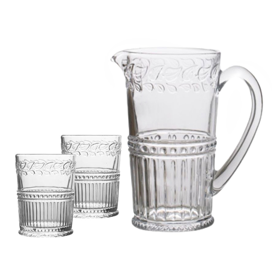 3-PCS GLASSWARE JUG AND GLASSES SET